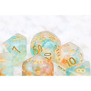 3DEGOS Spirt of Merlin Wizard DND Dice Set for Dungeons and Dragons Gifts, D&D, D and D, Pathfinder, Accessories, D20, Polyhedral, Resin Dice, Metal, Dice Tray, Tower, Bag, Box