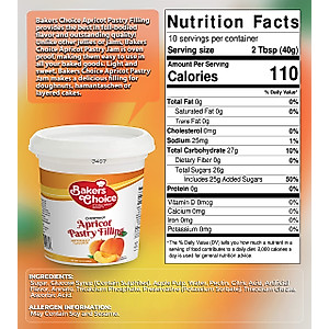 Apricot Jam - 14 oz. - Premium Pastry Filling and Fruit Spread - Oven Proof Apricot Jelly Jams and Preserves for Baking, and Spreading - Dairy Free, Kosher - By Baker’s Choice