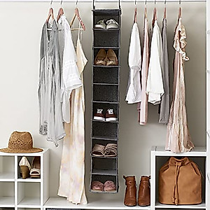 Household Essentials 10 Closet Organizer with Hooks Hanging Shelf, Graphite