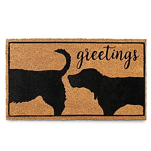 MAINEVENT Funny Dog Greetings Dog Door Mat 30x17 Inch, Funny Dog Welcome Mat, Welcome Mat Dog, Dog Front Door Mat, Dogs Welcome Coir Mat, Dogs Welcome Door Mat, Dogs Welcome Entrance Mat Doormat