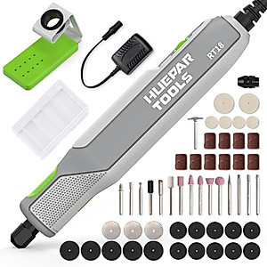 Huepar Tools Rotary Tool kit, Rotary Tool Set with Stand, 51 PCS Accessories(Keyless Chuck), 4 Variable Speed18,000RPM, Ideal for DIY, Woodwork & Hobby Craft, Dremel Compatible - RT18