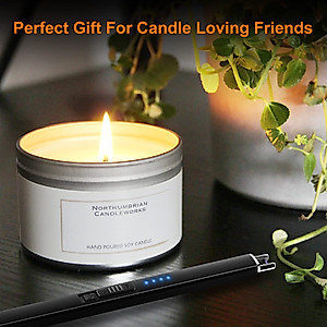 CARLWIN Electric Lighter, Rechargeable Candle Lighter, USB Lighter with Safe Button, Birthday Candles Sparklers, No Fuel Needed, Perfect for Grill Kitchen BBQ Camping (Black)