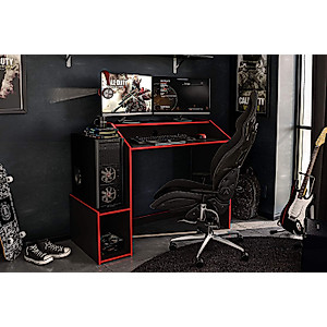 Polifurniture Legend Gaming Desk, Black & Red