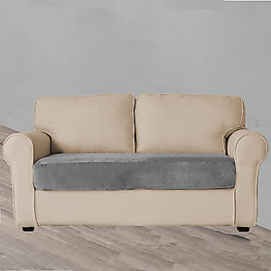 GUYIRT Velvet Couch Cushion Covers Stretch Individual Cushion Covers Non Slip Furniture Protector Washable Sofa Seat Cushion Covers Replacement Sofa Slipcover -Blue-4 Seater