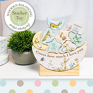 KIDS PREFERRED Guess How Much I Love You Wooden Balancing Stacker Toy and Decoration Educational Preschool Learning Wooden Blocks for Babies, Toddlers, and Kids