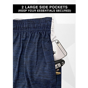 Reset Men's Athletic Workout Shorts with Pockets Dri-Fit Color Block Mesh Gym Shorts - 4 Pack (Navy/Gray/Black/Burgundy, XX-Large)