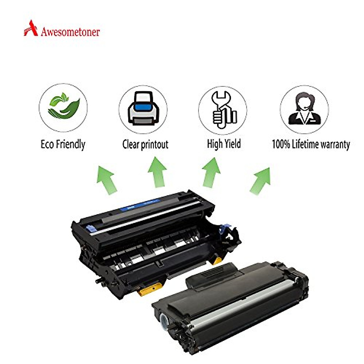 Brother DR-400 TN-460 (DR400 TN460) Compatible Toner & Drum Cartridge - Toner 6,000 Drum 20,000 Page Yield At 5% Page Coverage - For Use With Brother DCP-1200, 1400-2Pack
