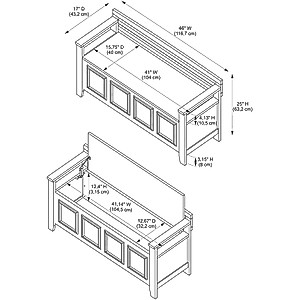 Pemberly Row Entryway Storage Bench in White with Flip-top Lid