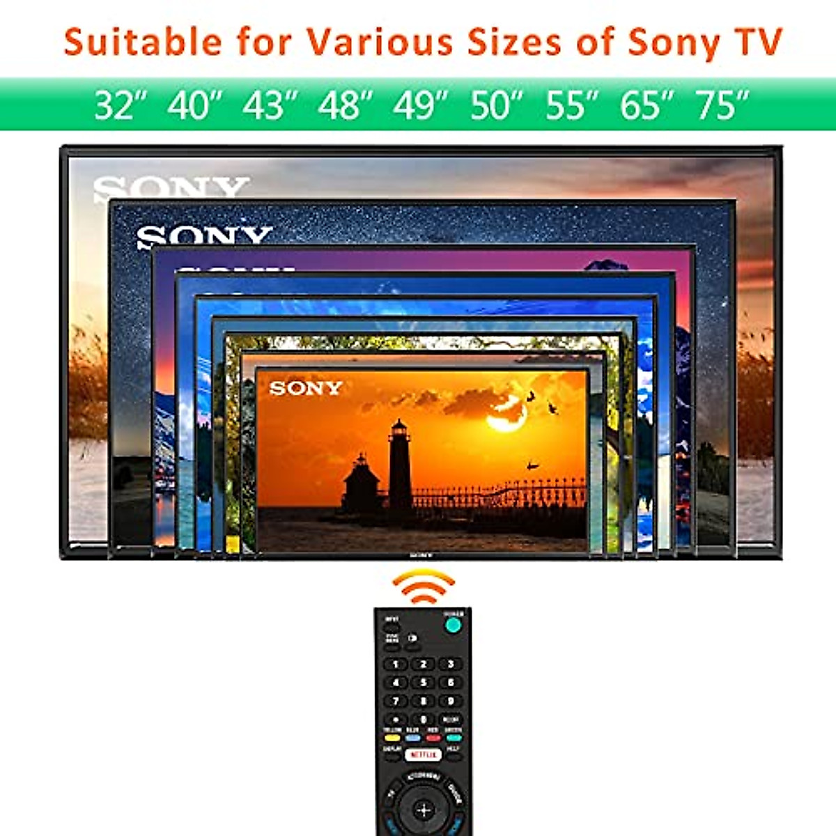 Newest Universal Sony Smart TV Remote Control RMT-TX100U for All Sony TV and Bravia TV Replacement Remote Control for All Sony LCD LED 2K 4K UHD and Bravia TVs with Netflix Button