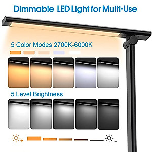 BEYONDOP LED Desk Lamp for Home Office, Desk light Dimmable Eye-caring Reading with 5 Lighting & 5 Brightness Level, Table Light Touch Control Foldable Table Lamp for Bedside Office Study Reading Work