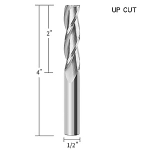 EANOSIC Upcut Spiral Router Bit 3-Flute with 1/2” Shank, Extra Long (4 inch), 1/2” Cutting Diameter, 2” Cutting Length, Carbide CNC Router Bits End Mill for Wood Mortises Carving Engraving