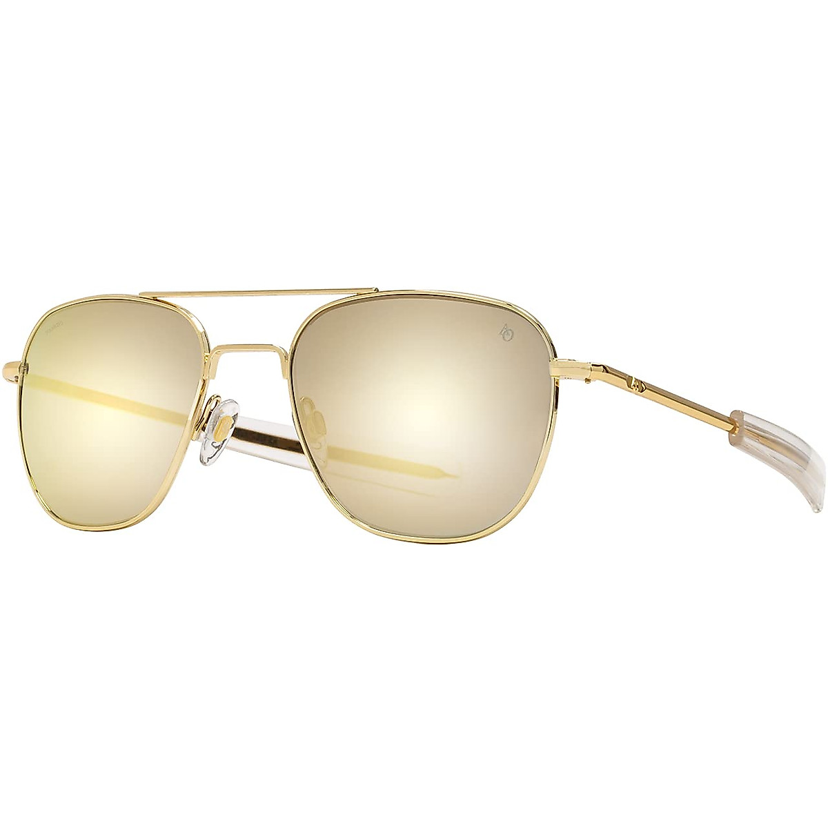 AO Original Pilot Sunglasses - Gold - SunFlash Gold Mirror AOLite Nylon Lenses - Bayonet Temple - Polarized - 52-20-140