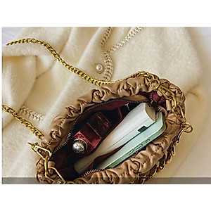 MMKJHNBHQ Pleated Plaid Chain Small Square Bag New Mini Retro Crossbody Shoulder Bag For Women