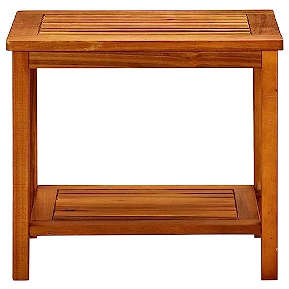 GOLINPEILO Solid Acacia Wood Side Table with a Bottom Shelf, Wooden Side Table End Table Couch Table for Living Room Home, Office 19.7" x 13.8" x 17.7" -AA