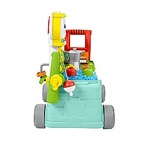 Fisher-Price HCK56​​ Laugh & Learn 3-in-1 On-The-Go Camper - UK English Edition, Musical Push-Along Walker and Activity Center for Infants and Toddlers, Multicolor, 52.8 cm*34.5 cm*50.4 cm