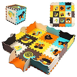 StillCool Baby Play Mat with Fence 0.39 inch Thick Interlocking Foam Floor Tiles Kids Puzzle Mat Baby Crawling Mat