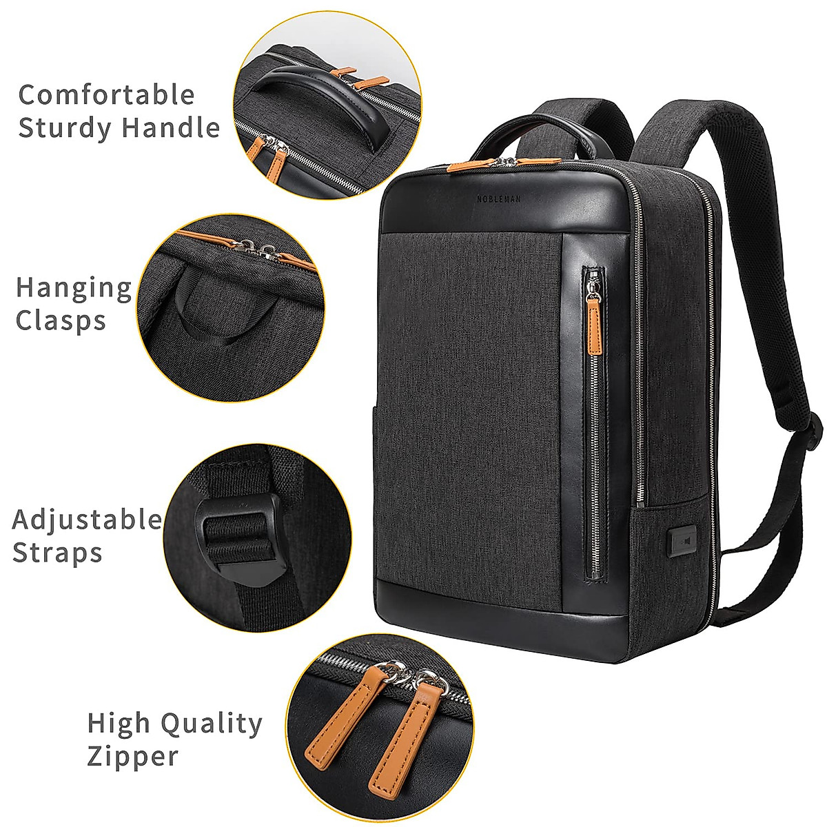 NOBLEMAN Business Smart Backpack Waterproof Laptop Backpack Travel Durable Daypack (black)