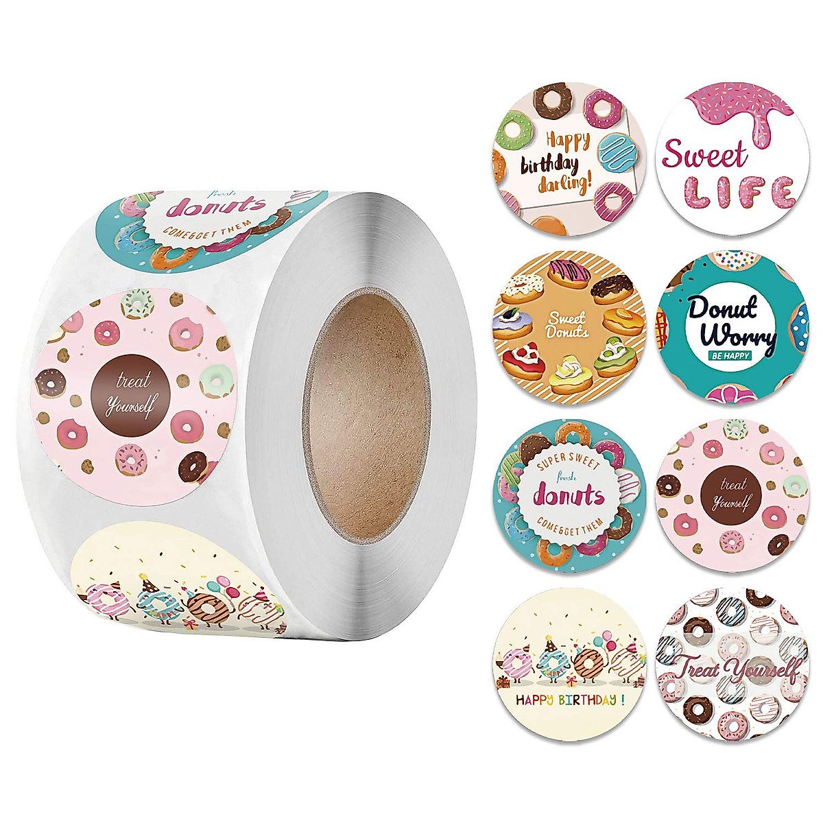 2 Roll/1000Pcs Happy Birthday Stickers Round Seals Labels Adhesive Labels for Baby Shower and Happy Birthday Party Decorative, Cards Gift Envelopes Boxes, 1.5Inch