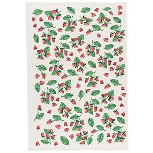 Now Designs Berry Patch Cotton Floursack Kitchen Dish Towels 20 x 30in, Set of 3, Red, Blue, Green, White