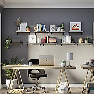 Wallniture Arras 17" Floating Shelves for Living Room Decor, Wall Bookshelf, Floating Shelf for Kitchen & Hallway, Bedroom Shelves for Storage Set of 9, Natural, Wood