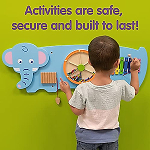SPARK & WOW Elephant Activity Wall Panel - 18m+ - Toddler Activity Center - Wall-Mounted Toy - Busy Board Decor for Bedrooms, Daycares and Play Areas
