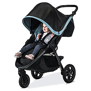 Britax B-Free Stroller, Frost - All Terrain Tires - Adjustable Handlebar - One Hand Fold - Large UV50 Canopy