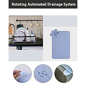 FLIORS Dish Drying Rack Stainless Steel, Dish Racks for Ditchen Counter, Rotating Spout, Detachable Draining Board, Scratch Proof, Rust Proof, Dish Rack for Cups, Cutlery and Cutting Boards