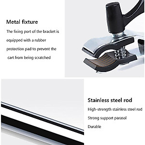 ICRPSTU Universal Pushchair Parasol Umbrella,Pram Parasol with Clamp Buggy Umbrella with Adjustable Clip on UV Protection Umbrella for Wheelchair Users Chair for Children (Black)