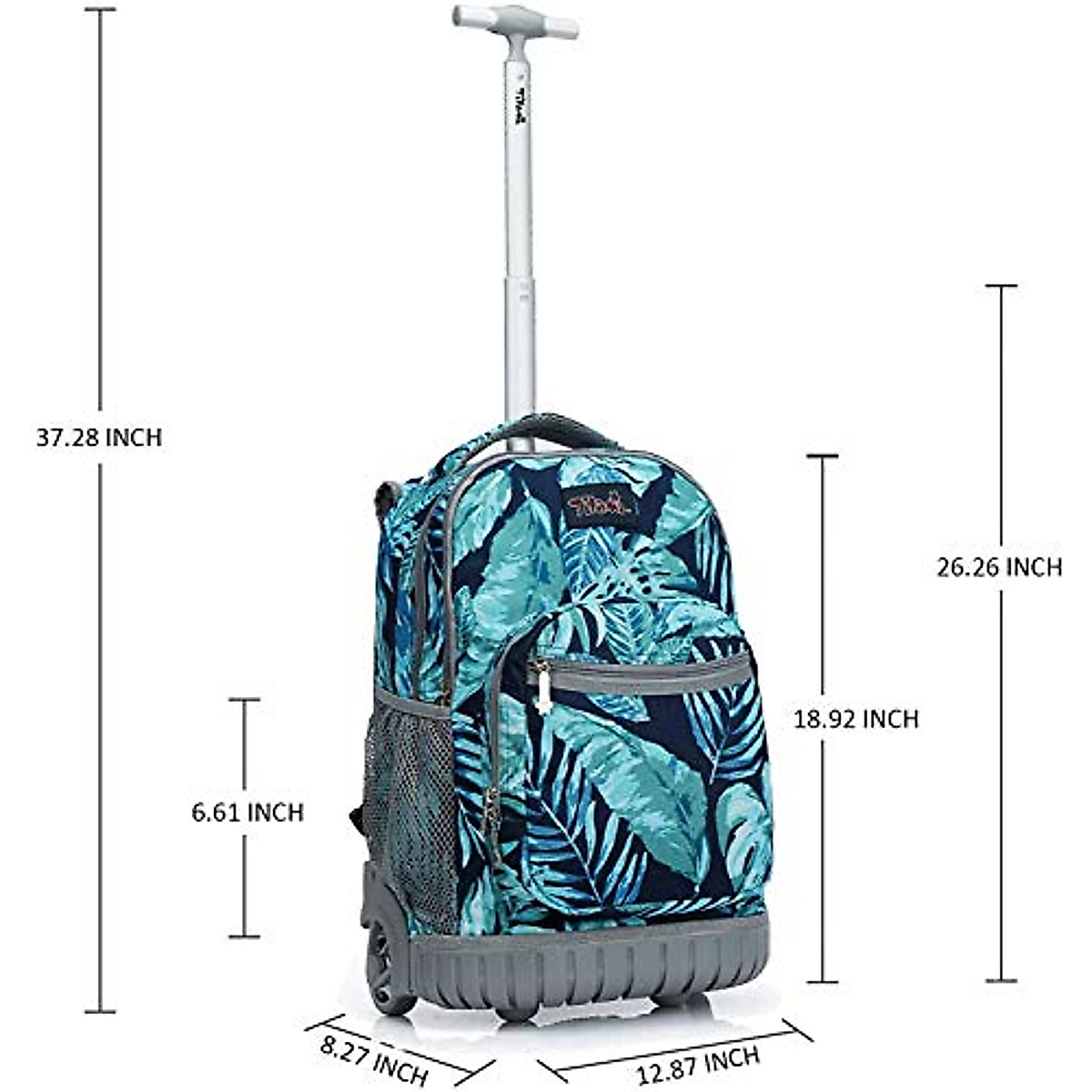 Tilami Rolling Backpack Laptop 18 inch with Lunch Bag, Rainforest