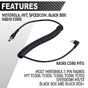 Rugged Radios CC-MOT 2-Pin to 5-Pin Coil Cord Cable for Motorola, HYT, Black Box Radio, and Speedcom Two Way Handheld Radios and Headsets