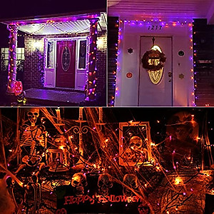 Toodour Orange & Purple Halloween Lights, 77ft 300 Count Incandescent Halloween String Lights, UL Certified Connectable Mini Bulbs Halloween Lights for Indoor, Outdoor, Garden, Porch, Halloween Decor