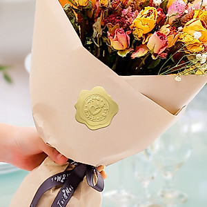 KOOGEL 500 Pieces Gold Wax Seal Stickers Labels Embossed Self-Adhesive Heart Envelope Seal Looking Stickers for Wedding Invitation Christmas Greeting Card