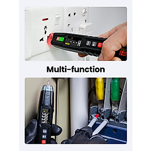 KAIWEETS Voltage Tester/12V-300V, Buzzer Alarm, Live/Null Wire Tester Electrical Tester with LCD Display, Contact Voltage Pen with NCV, Wire Breakpoint Finder (More Accurate No Gloves)