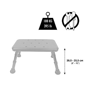 Pepe - Bath Step Stool for Adults Heavy Duty (395 lb, 8" - 10"), Caravan Kitchen Stool, Bath Steps for Elderly, Step Stools for Seniors Adjustable, Non Slip Stepping Stool, Safety Step Stool, Black.