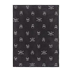Barefoot Dreams CozyChic Skull Throw, Throw Blanket, Soft Blanket, Carbon/Almond, 54” x 72”