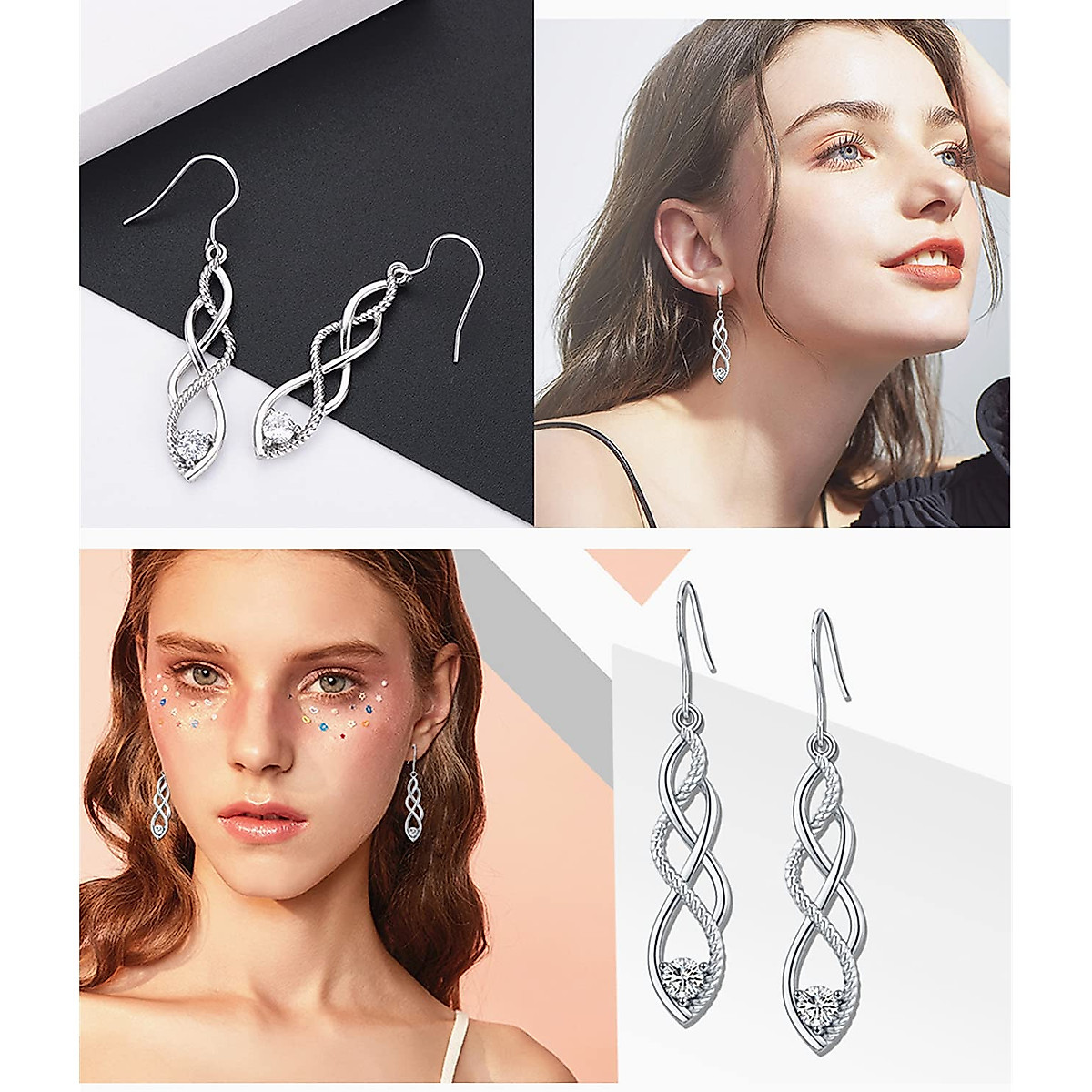 Celtic Knot Drop Earrings, Sterling Silver Dangle Earring for Women