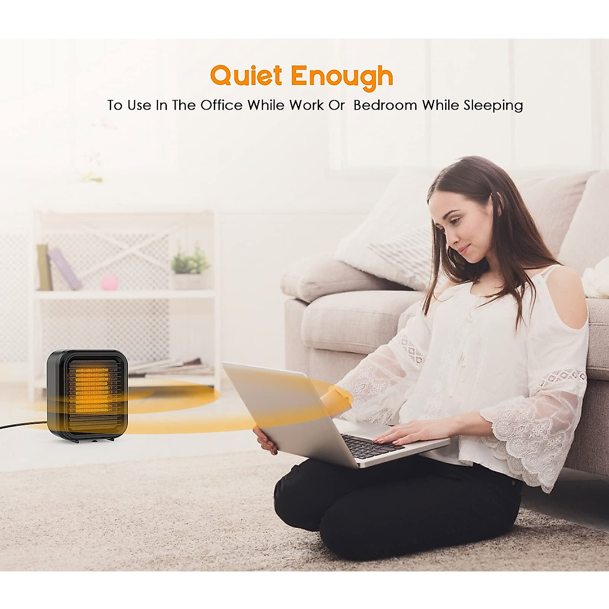 1000W Small Portable PTC Ceramic Heaters for Bedroom, Energy Efficient Electric Heater with Tip-Over and Overheat Protection, Personal Desk Heater for Bathroom Home Dorm Office Indoor Use