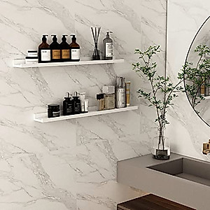 love furniture 31 Inch White Floating Shelves Wall Mounted Set of 2, Wall Mounted Wood Shelves for Bedroom, Living Room, Bathroom, Kitchen