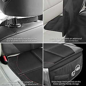LUILANC Car Seat Protector with Thickest Padding,Waterproof 600D Fabric Child Baby Seat Protector with Storage Pockets,Non-Slip Pets Cover Leather Reinforced Vehicle Seat 2 Pack