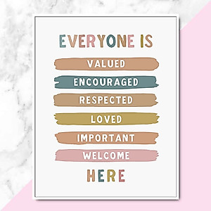 Everyone Is Welcome Here, Boho Classroom Decor, Classroom Poster, Educational, Diversity Sign, Back To School Welcome Sign, Inclusive Art Decor, Unframed (8X10 INCH) (8X10 INCH)