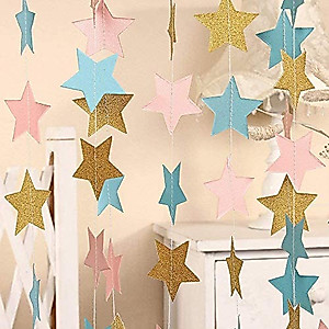 Twinkle Twinkle Little Star Gender Reveal Party Supplies Baby Shower Decorations Baby Blue Pink Paper Lanterns Pink Blue Gold Star Garland for Pink Blue Decorations/Gender Reveal Decorations