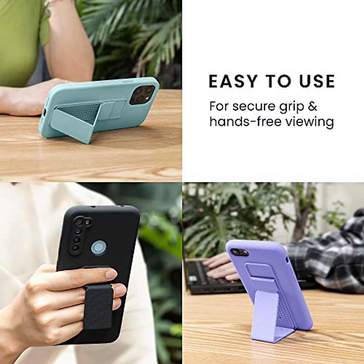 kwmobile Case Compatible with Xiaomi Redmi Note 8 Pro - Case with Hand Strap and Stand Soft TPU Silicone Coating - Lavender