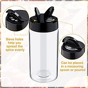 Mimorou 40 Pack Plastic Spice Jar with Shaker Seasoning Containers 3.5 oz Container Black Lids Jars for Kitchen Storing Powder