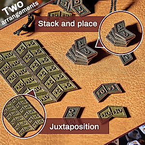 60 Pieces Magic Gathering Counters Tokens Antique Gold Metal Tokens Counters Double Sided Compatible with CCG and MTG with Velvet Drawstring Pouch