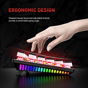 Havit Mechanical Gaming Keyboard with PBT Pudding Keycaps, 89 Keys RGB Backlit Wired USB Computer Keyboards with Blue Switches & Surround Lighting for Desktop PC Gamer (Renewed)