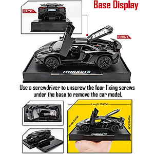 iLooboo Alloy Collectible Black Lambo Toy Car Model Pull Back Die-Cast Vehicle with Lights and Sound