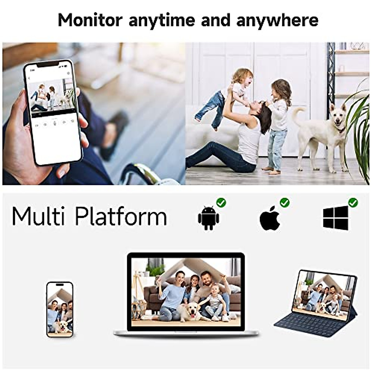 2K Security Cameras for Home Security, 2Pack Wifi 4MP Indoor Video Camera with Color Night Vision, AI Motion Detection, Two-Way Audio, Cloud & SD Card Storage, Compatible with Alexa & Google Assistant