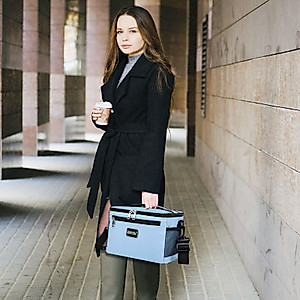 BEIMILY Insulated Lunch Bag 2 Pack Box for Women/Men,Small Soft Sided Cooler Hand bags,Leakproof Reusable Lunchbox,lunch box work with Adjustable Shoulder Strap (blue+Sky blue),2305AC