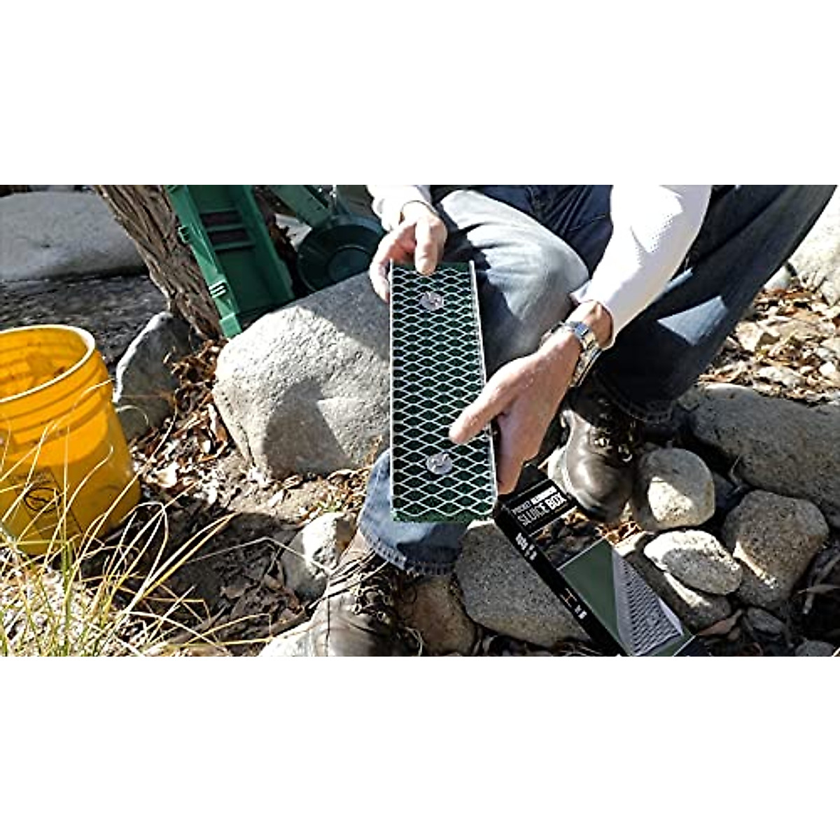 Sluice Fox Pocket Gold Sluice Box - 12 inch Portable Aluminum Alloy Mini Sluice Box with Miner's Moss and Sluice Box V Matting - Prospecting Gold Sluice for Gold panning Tool Kits