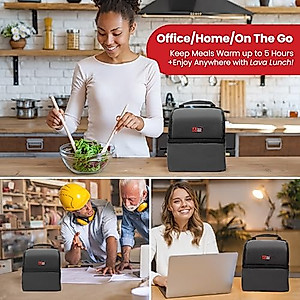 Lava Lunch Patented Heated Lunch Box - Insulated Bag with Microwaveable Heat Packs - 3 Liter Capacity for Meals - Keeps Food Warm for Up To 5 Hours - Gift for Men, Women, & Kids - Blue